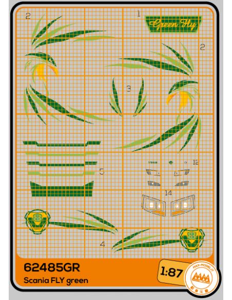 Scania S Green Fly - M62485GR - Decals Scania S – Model Decals – Max Model